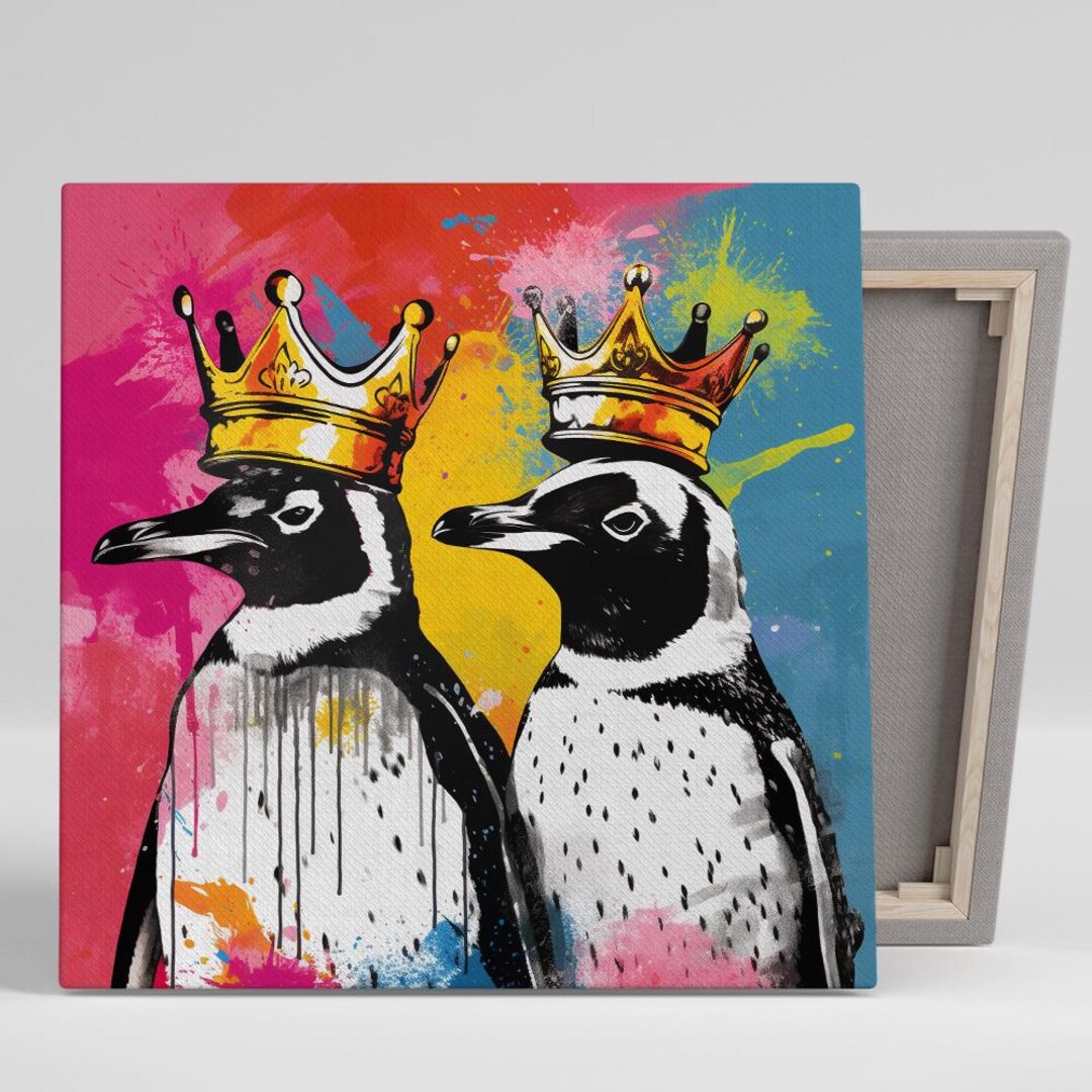 Royal Penguin Splash Art, Canvas or Poster, Pop Art Decor, Living Room ...