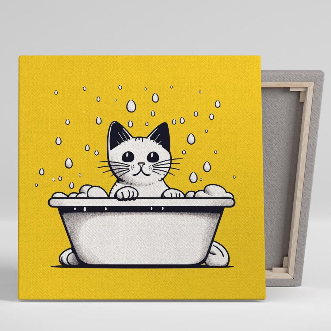Kitten Bath Time Art, Canvas or Poster, Whimsical Animal Decor ...
