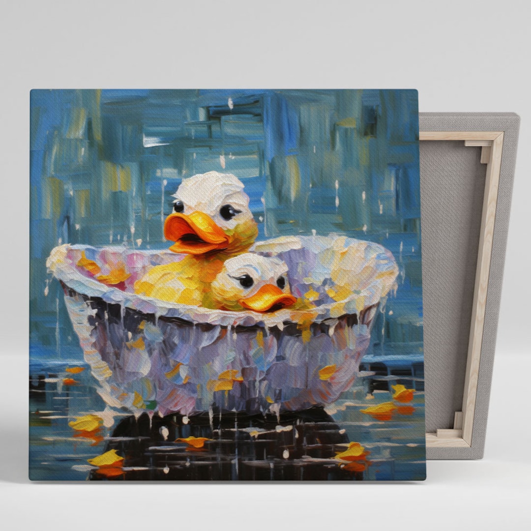 Two Ducks in Bathtub , Canvas or Poster, Bathroom Wall Art, Nursery ...