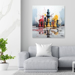 Colorful Chess Wall Art, Canvas or Poster, Chess Wall Hanging, Home ...