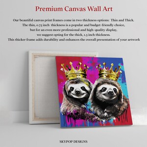 Royal Sloth Duo Art, Canvas or Poster, Pop Animal Whimsical Decor ...