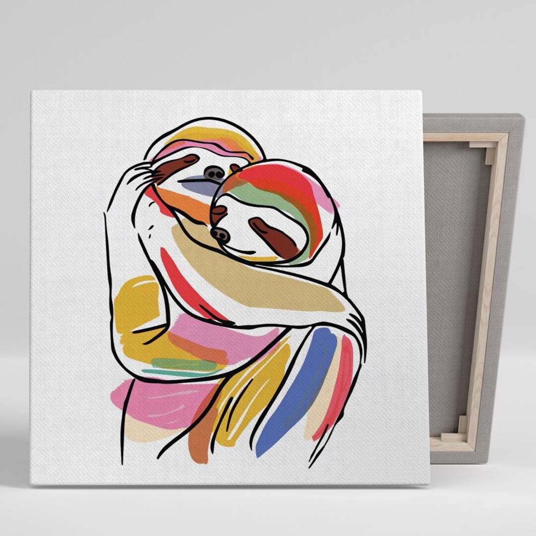 Colorful Embrace Abstract Art, Canvas or Poster, Whimsical Modern Decor ...