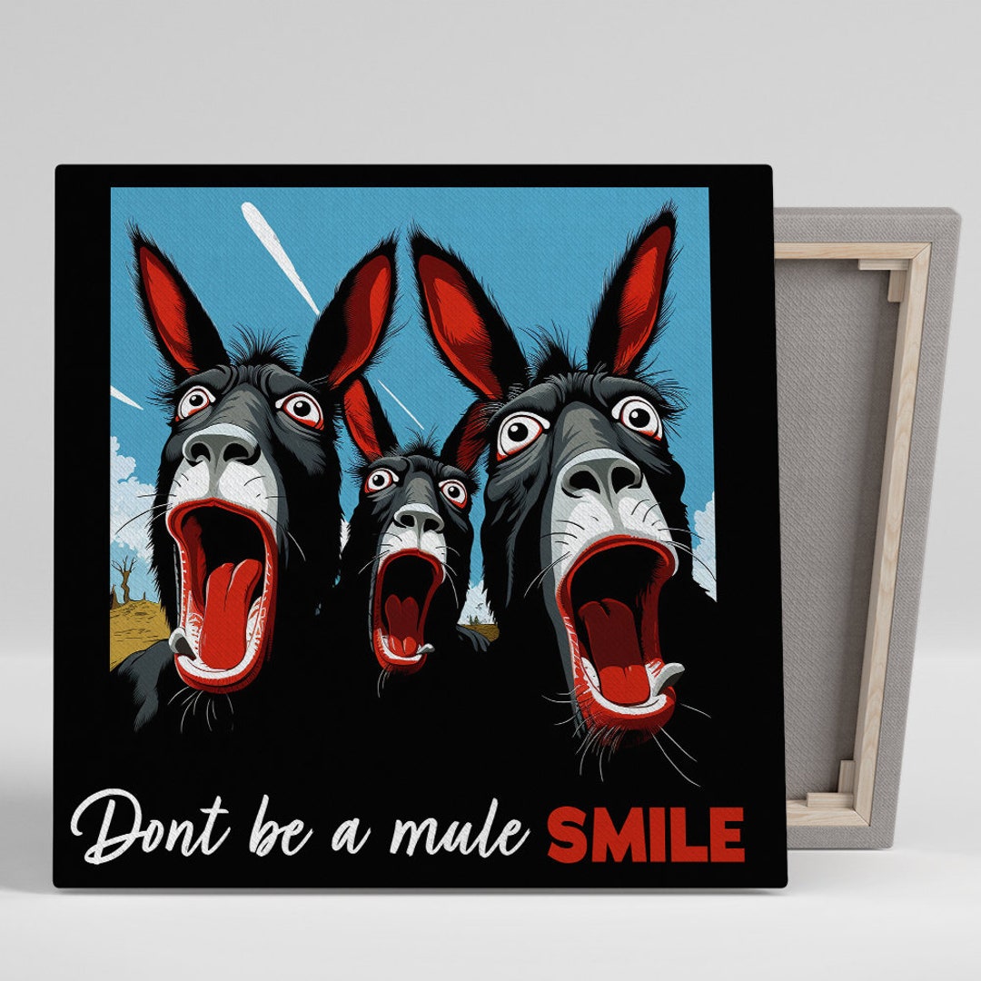 Braying Donkeys Art, Canvas or Poster, Pop Art Modern Decor, Living ...