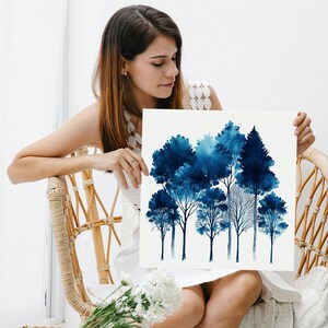 Blue Tree Wall Art, Canvas or Poster, Home Decor, Blue Tree Art, Modern ...