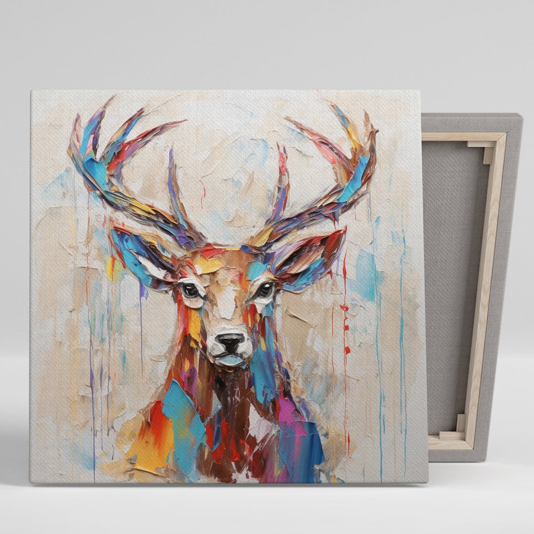 Majestic Stag Spectrum Art, Canvas or Poster, Contemporary Decor ...