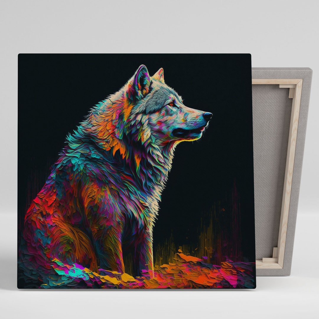 Modern Wolf Art, Wolf Canvas or Poster, Vibrant Wolf Art, Wolf Wall Art ...