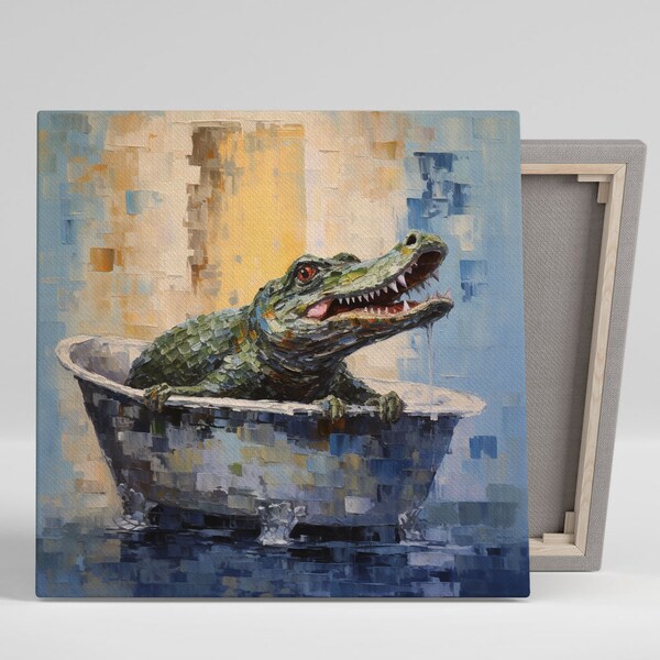 Crocodile Bathroom Art - Etsy