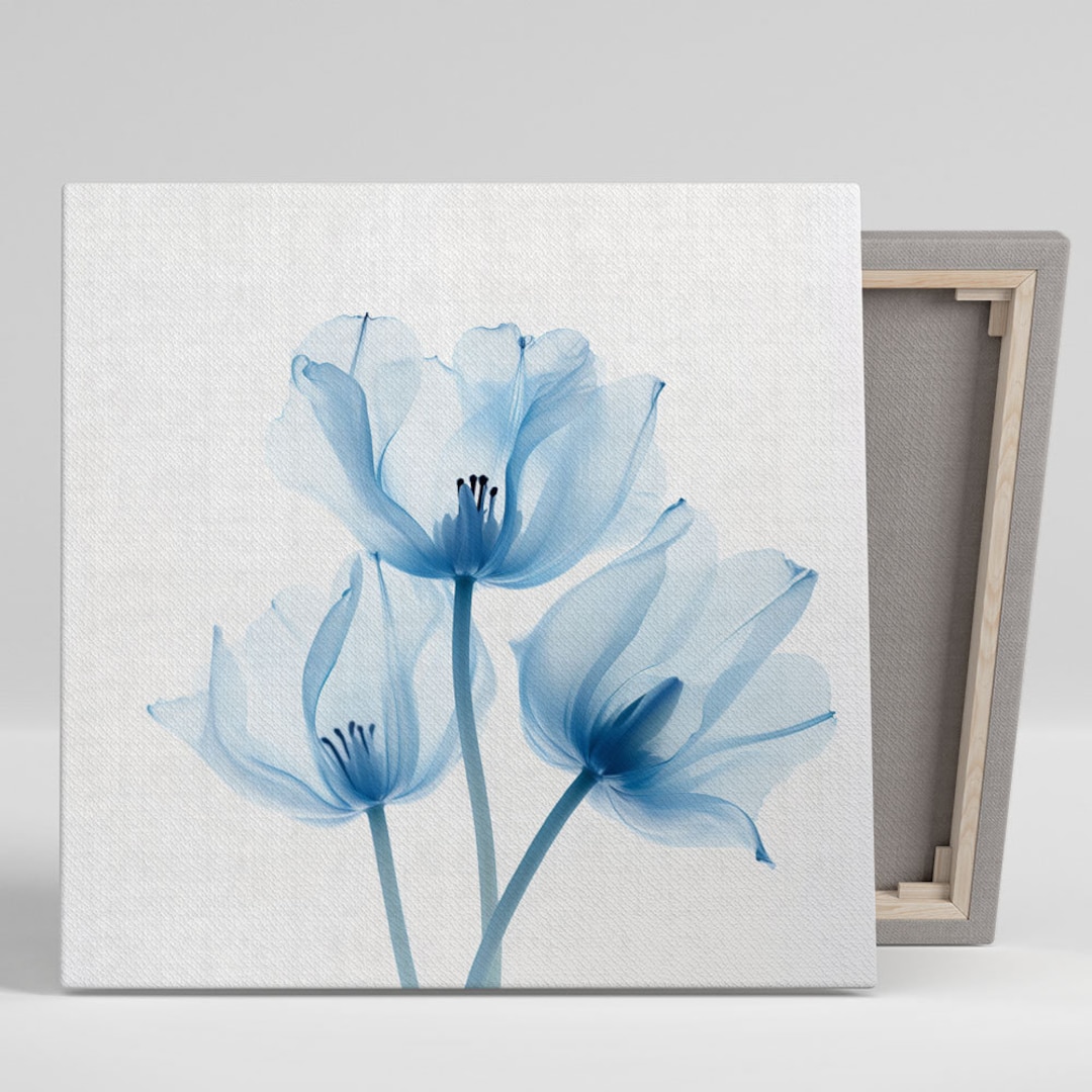 Blue Flower Art, Canvas or Poster, Botanical Beauty, Contemporary Art ...