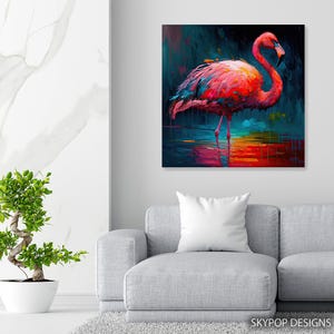 Flamingo Art, Canvas or Poster, Abstract Bohemian Glam Decor, Living ...