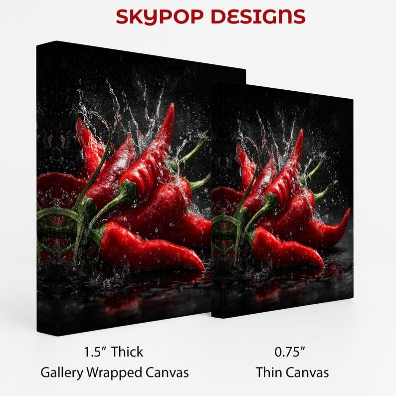 Chili Pepper Art, Canvas or Poster, Modern Minimalist Kitchen Decor ...