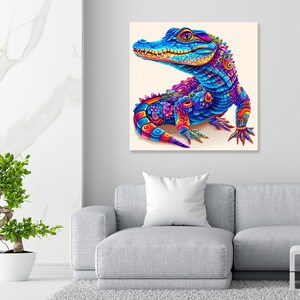 Psychedelic Alligator Dreamscape Wall Art, Canvas or Poster, Whimsical ...