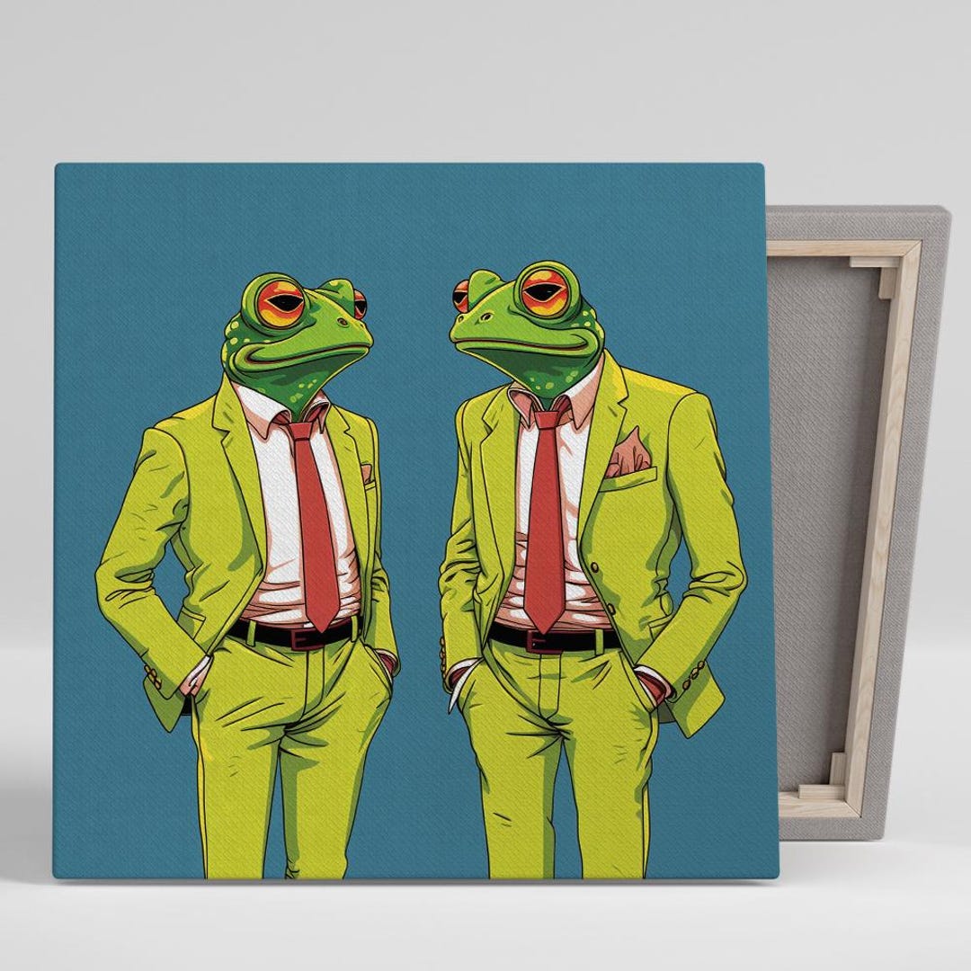 Dapper Frogs Art, Canvas or Poster, Whimsical Pop Art Decor, Office ...