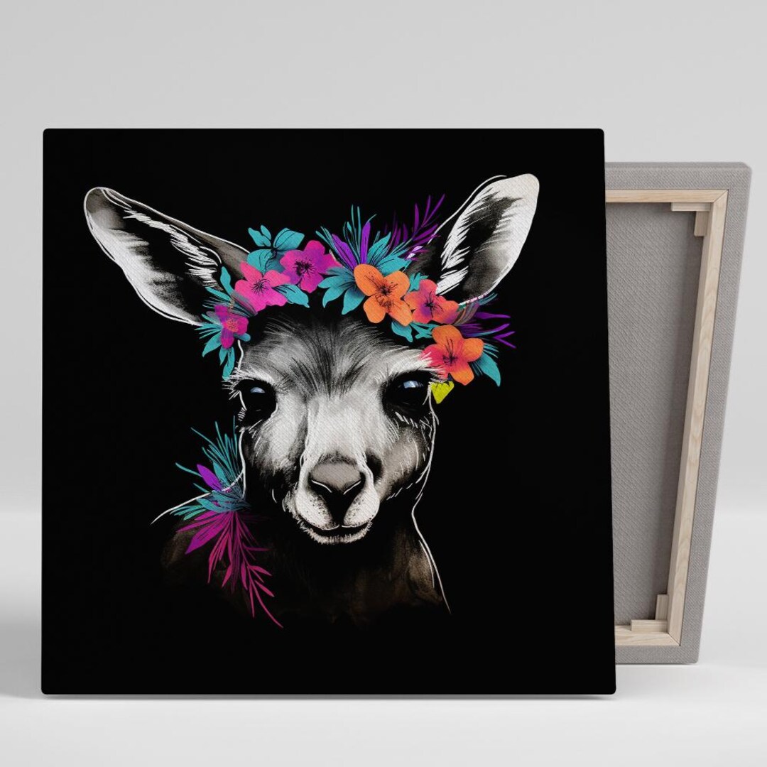 Kangaroo Wall Art, Canvas or Poster, Animal Whimsical Decor, Living ...
