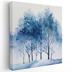 Blue Line Tree Wall Art, Canvas or Poster, Minimalist Tree Art ...