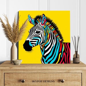 Zebra Fusion Art, Canvas or Poster, Pop Art Contemporary Decor, Living ...