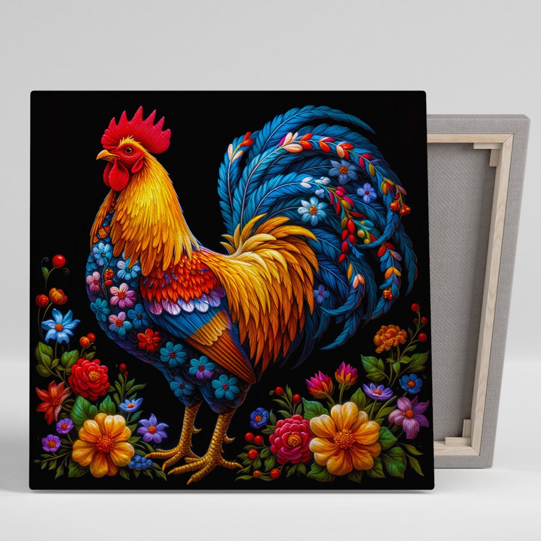 Rooster Fantasy Art, Canvas or Poster, Whimsical Nature Decor, Living ...