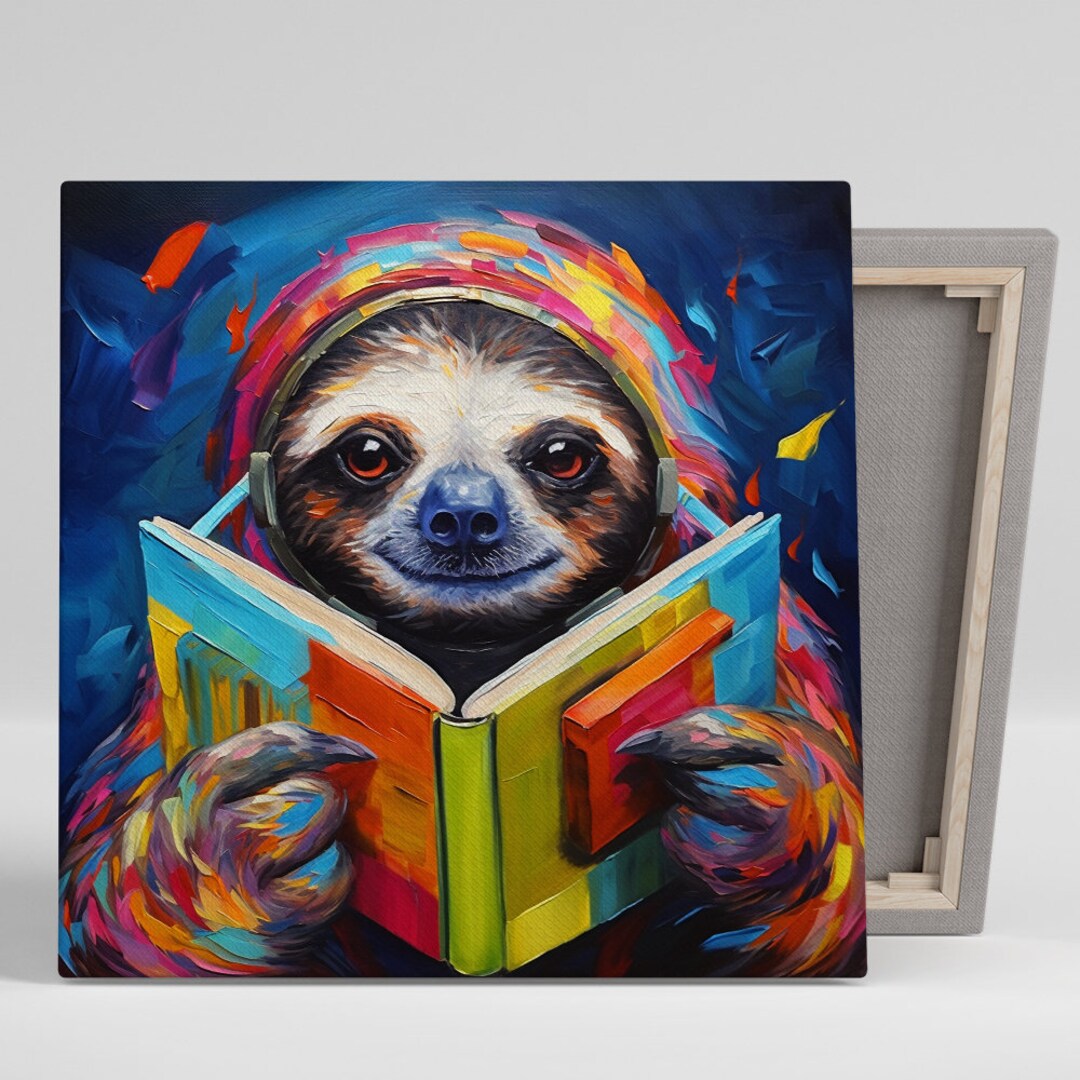 Cosmic Sloth Scholar Art, Canvas or Poster, Whimsical Animal Decor ...