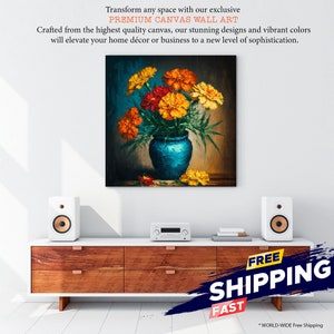 Marigold Flower in Vase Canvas or Poster Home Decor Wall - Etsy
