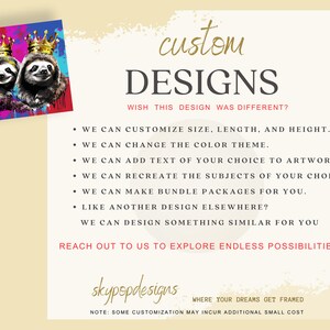 Royal Sloth Duo Art, Canvas or Poster, Pop Animal Whimsical Decor ...