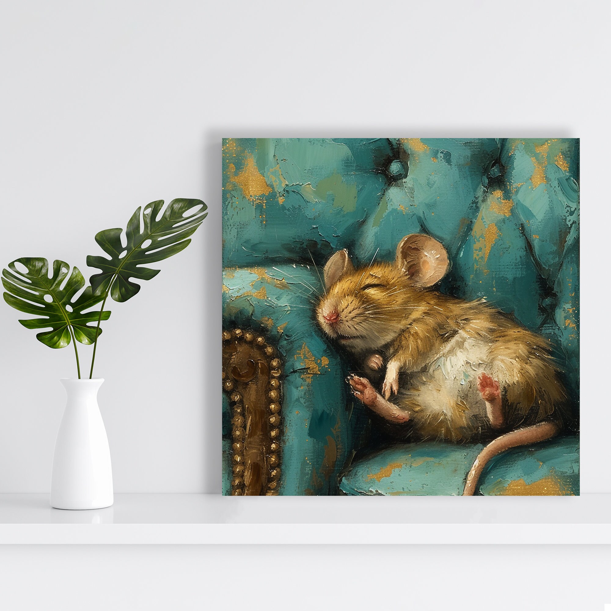 Dreamy Mouse Slumber Art, Canvas or Poster, Whimsical Animal Decor ...