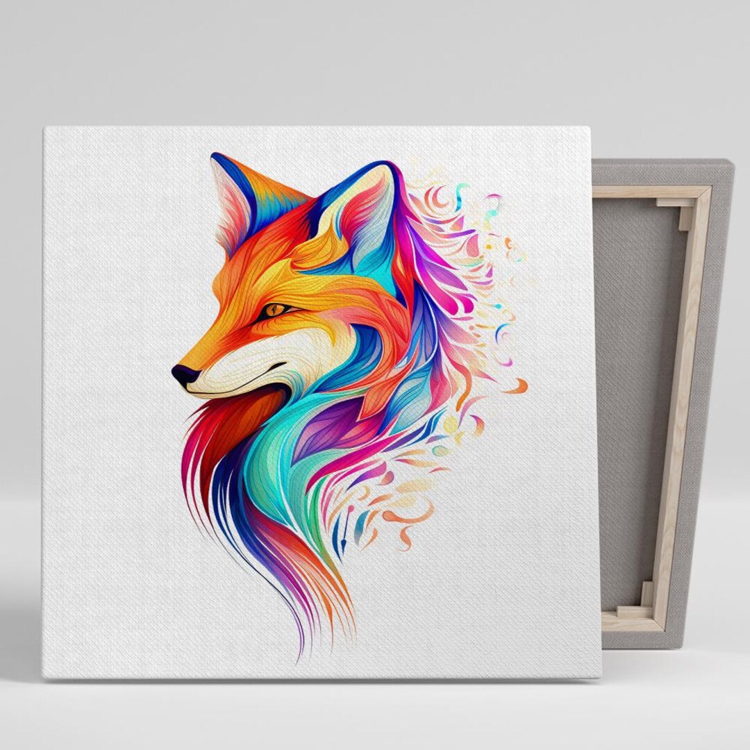 Fox Spirit Art, Canvas or Poster, Abstract Animal Contemporary Decor ...