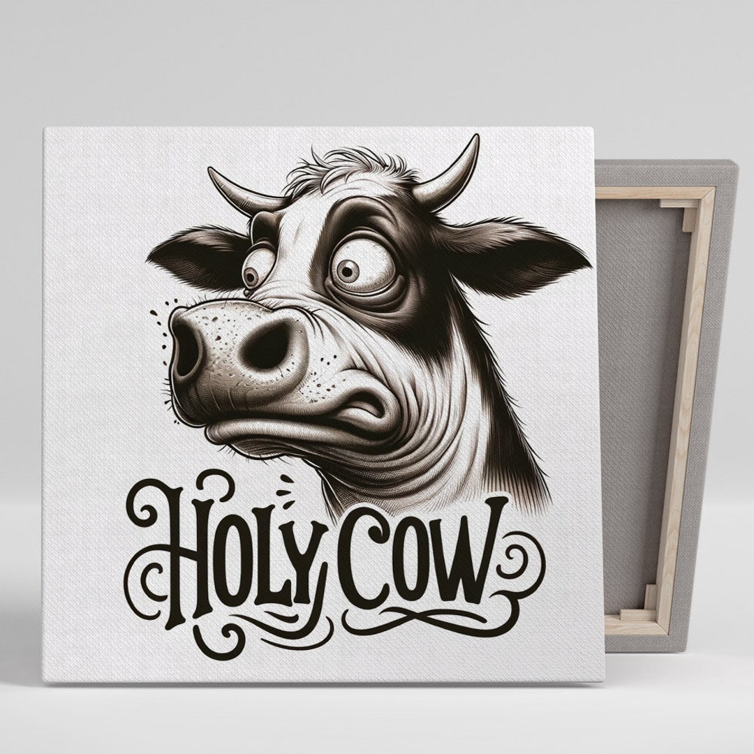 Cow Wall Decor, Canvas or Poster, Holy Cow, Cow Bathroom Art, Bathroom ...