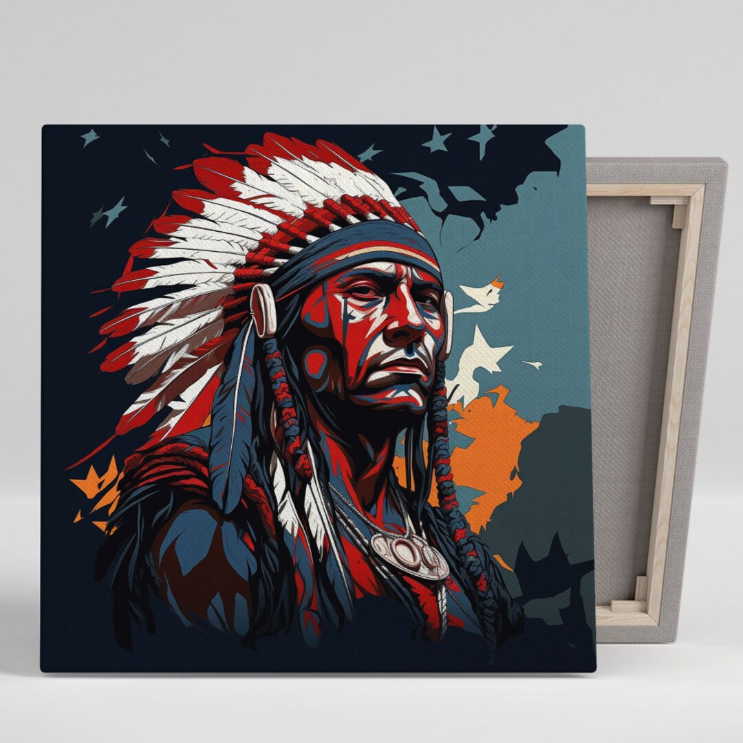 Red Indian Wall Art, Canvas or Poster, Red Indian Art, Tribal Wall ...