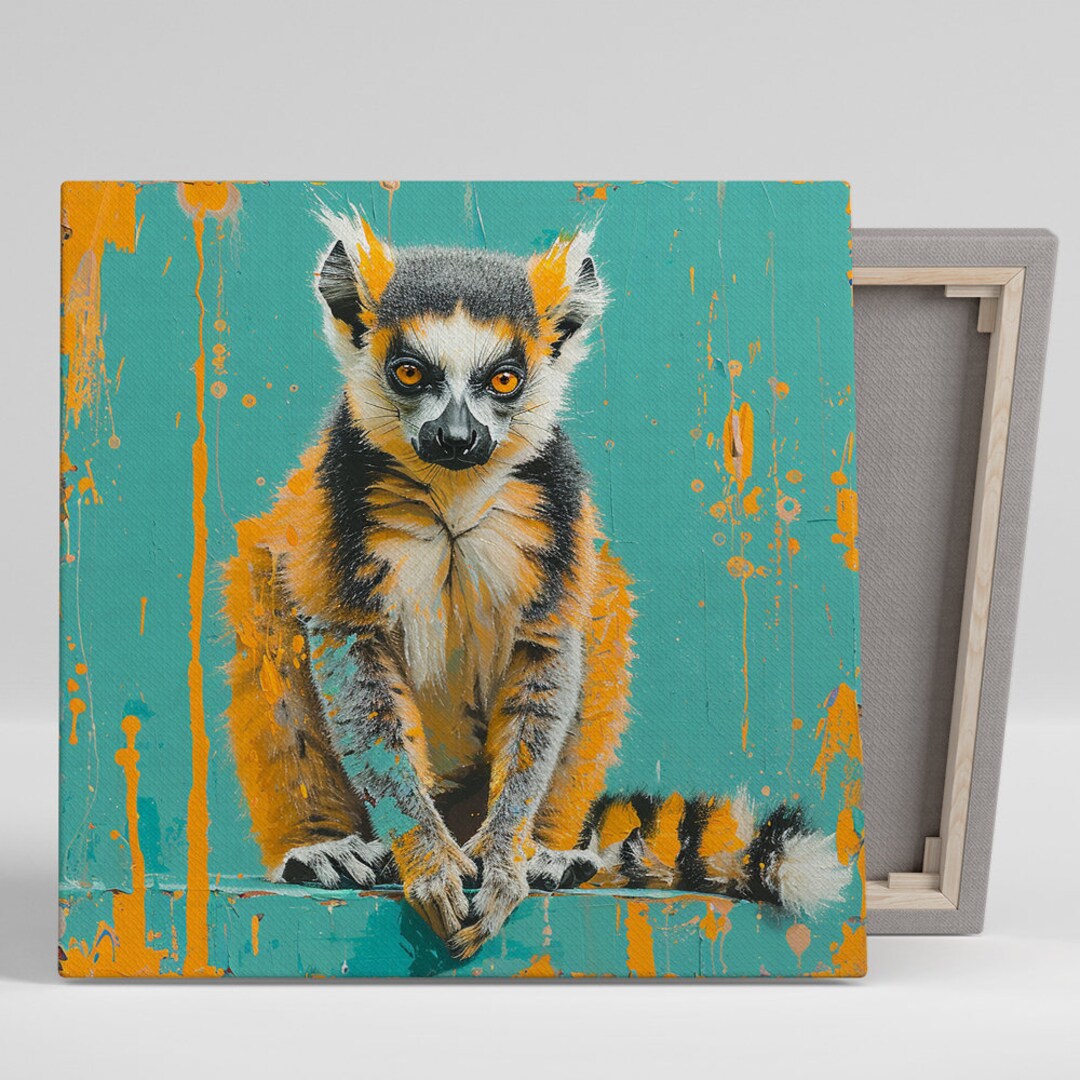 Lemur Splash Art, Canvas or Poster, Whimsical Animal Decor, Living Room ...