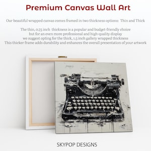 Vintage Typewriter Art, Canvas or Poster, Modern Minimalist Decor ...