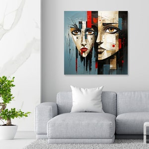 Abstract Two Face Art Canvas or Poster Modern Wall Decor - Etsy