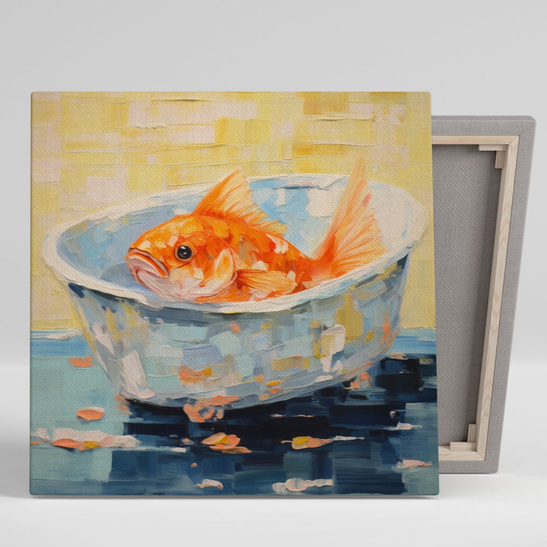 Gold Fish in Bathtub, Canvas or Poster, Gold Fish Wall Art, Bathroom ...