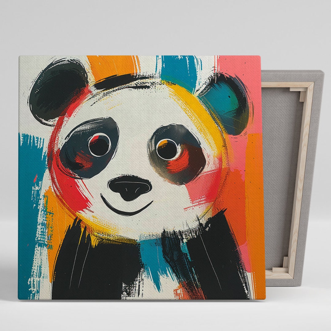 Vibrant Panda Art, Canvas or Poster, Pop Whimsical Contemporary Decor ...