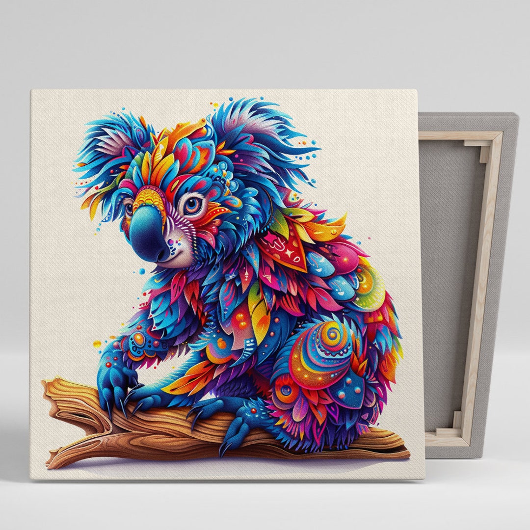 Psychedelic Koala Art, Canvas or Poster, Whimsical Eclectic Decor ...