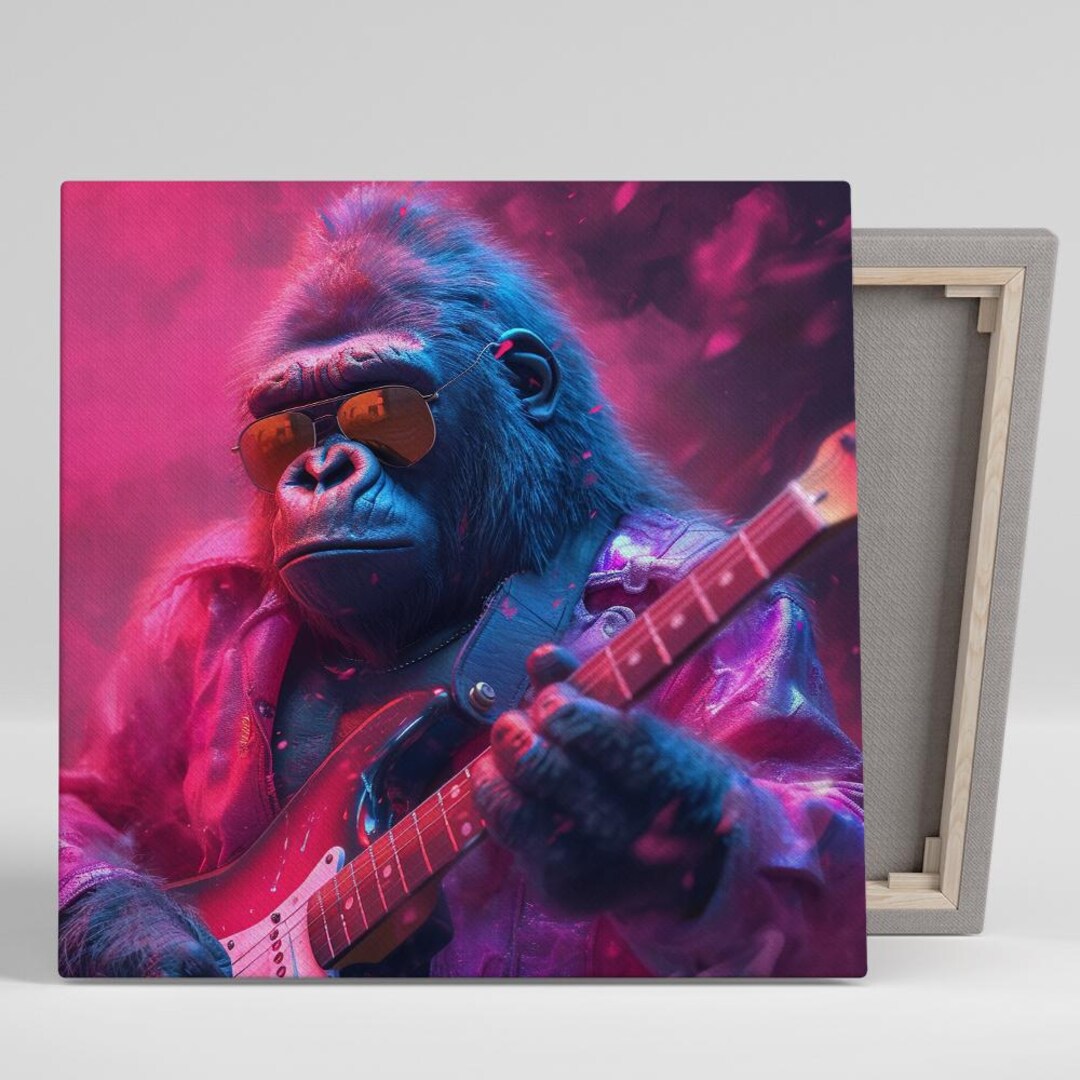 Gorilla Groove Art, Canvas or Poster, Pop Art Music Decor, Living Room ...