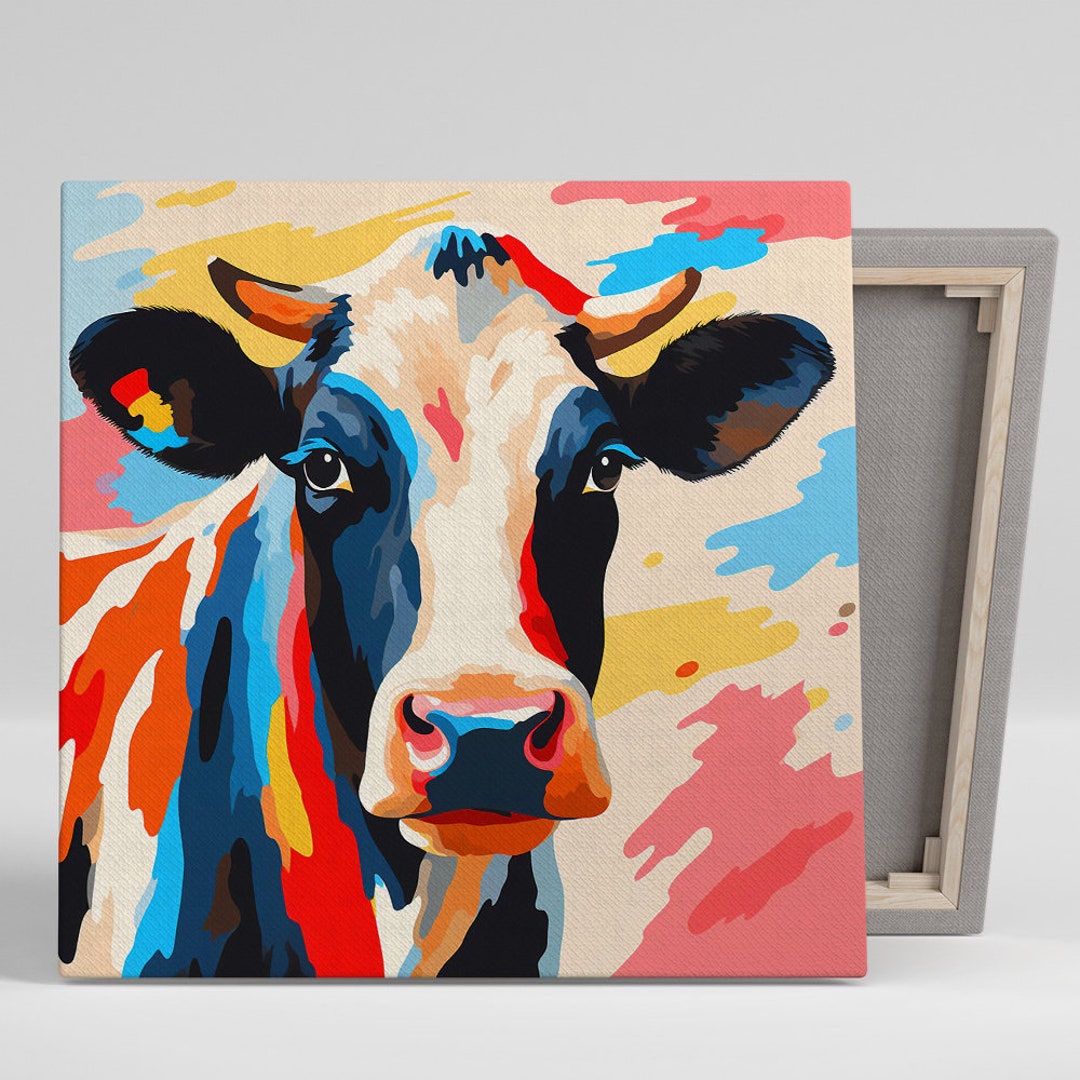 Colorful Cow Splash Art, Canvas or Poster, Pop Art Modern Farmhouse ...