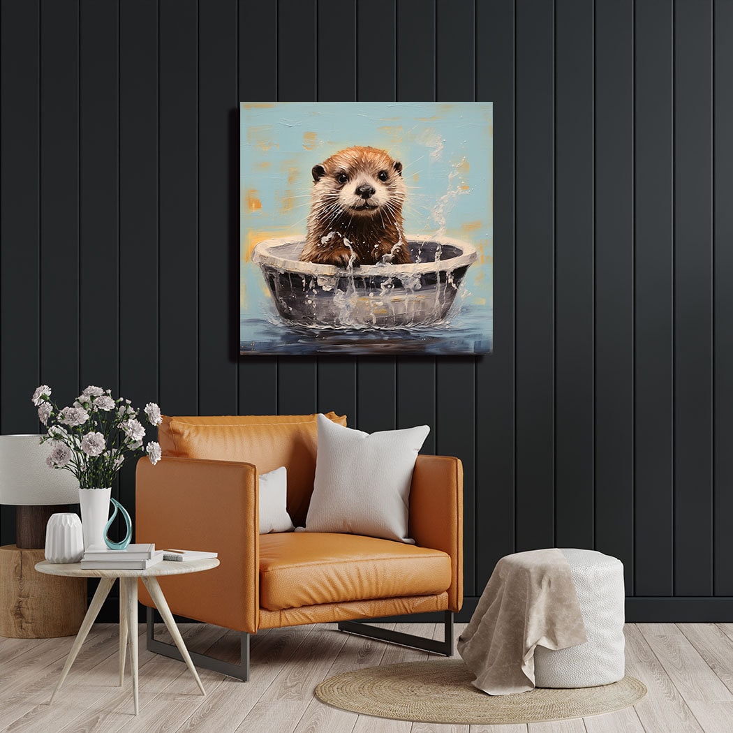 Otter in Bathtub, Canvas or Poster, Bathroom Wall Decor, Nursery Wall ...
