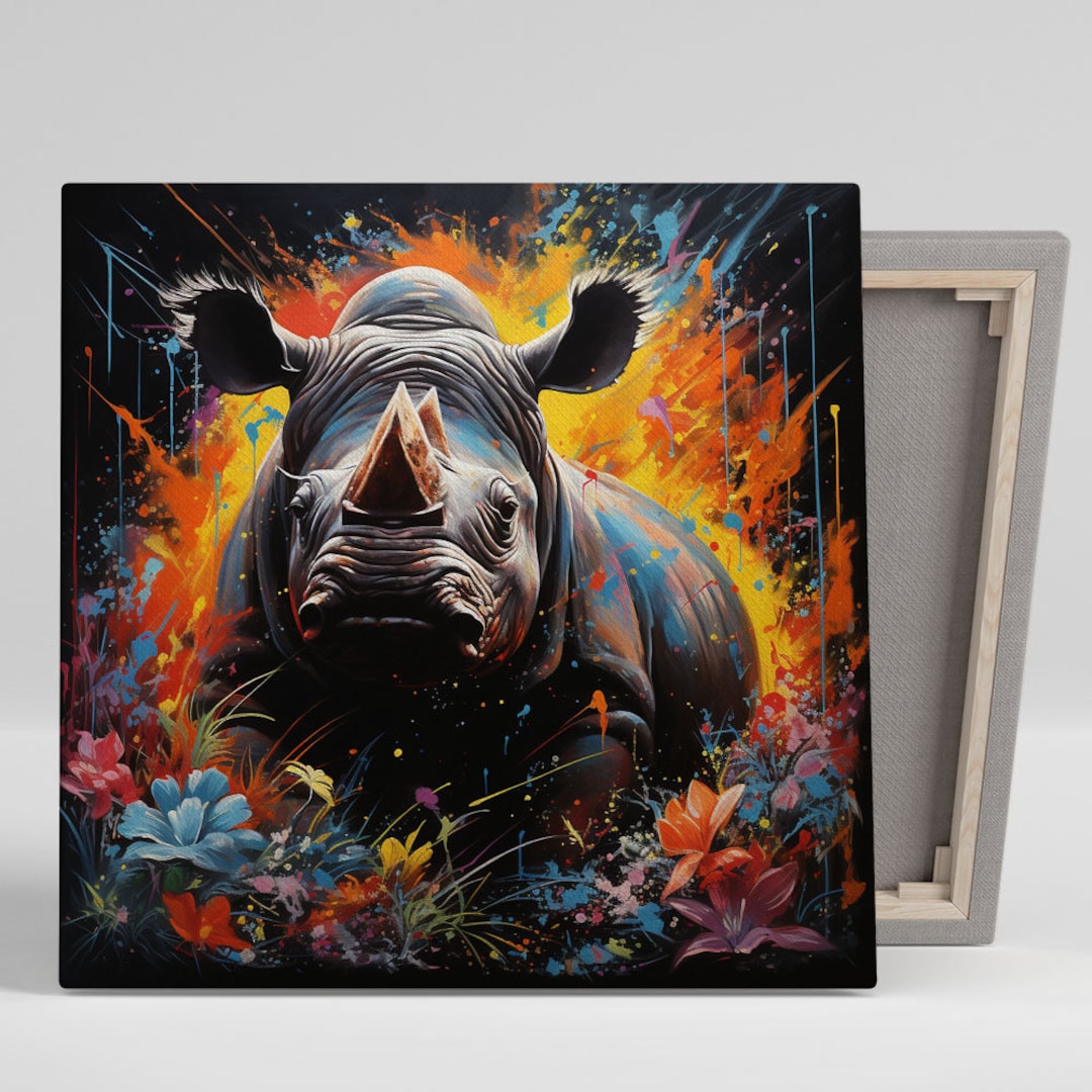 Rhino Wall Art, Canvas or Poster, Rhino Wall Decor, Modern Decor ...