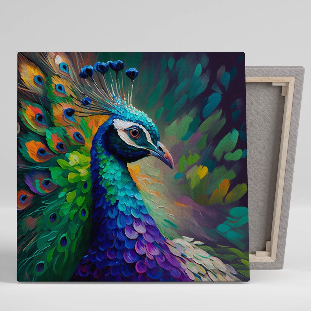 Peacock Wall Art Canvas Or Poster Peacock Decor Peacock Home Decor Peacock Wall Hanging