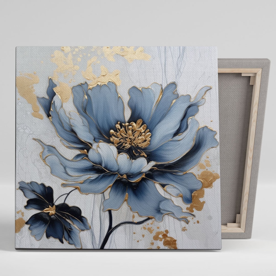 Blue Flower Wall Art,canvas or Poster, Floral Wall Art, Elegant Wall ...