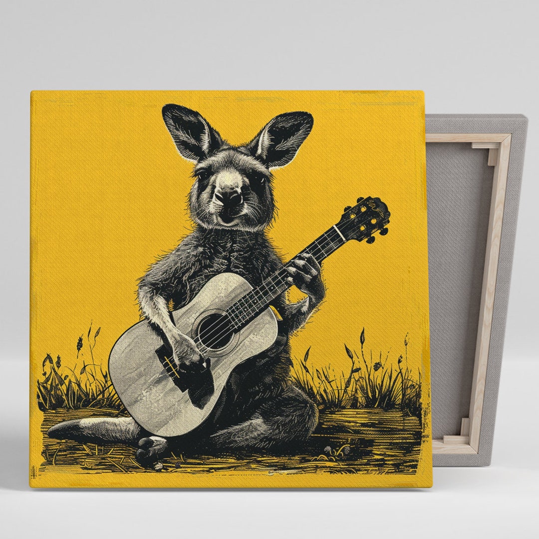 Kangaroo Wall Art, Canvas or Poster, Whimsical Animal Music Decor ...