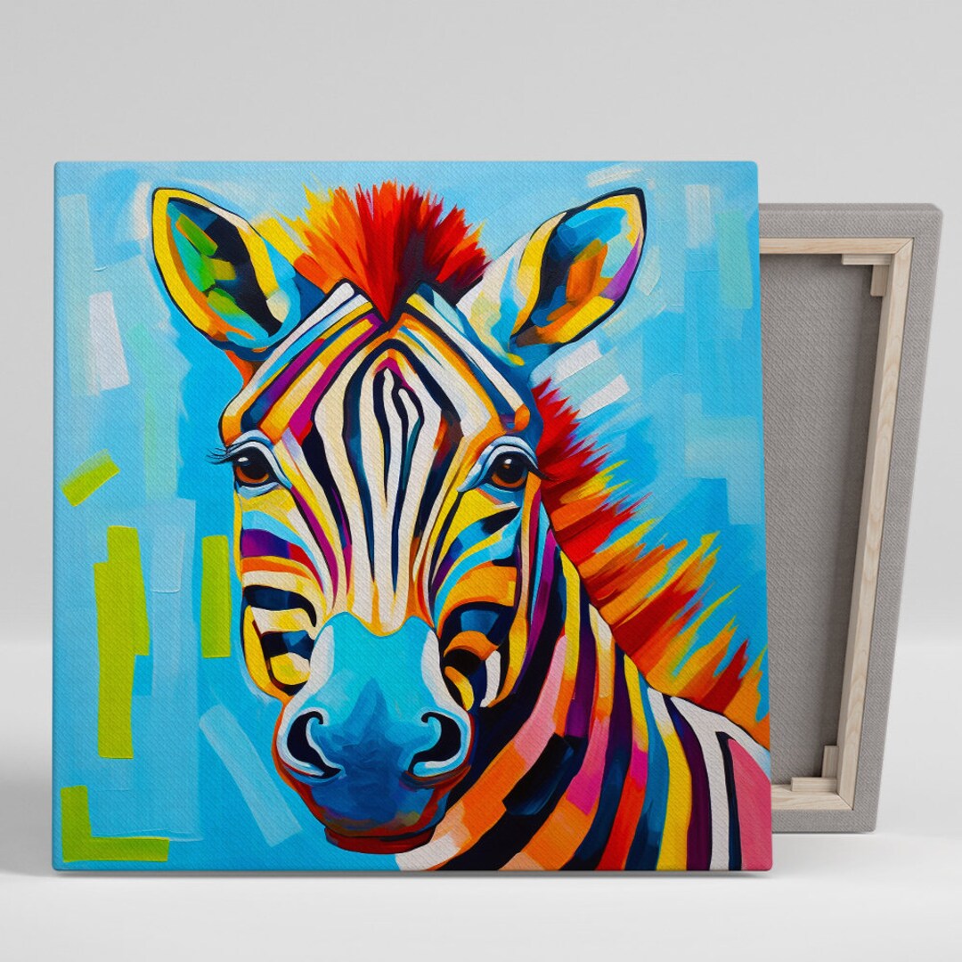 Zebra Fusion Art, Canvas or Poster, Whimsical Pop Contemporary Decor ...