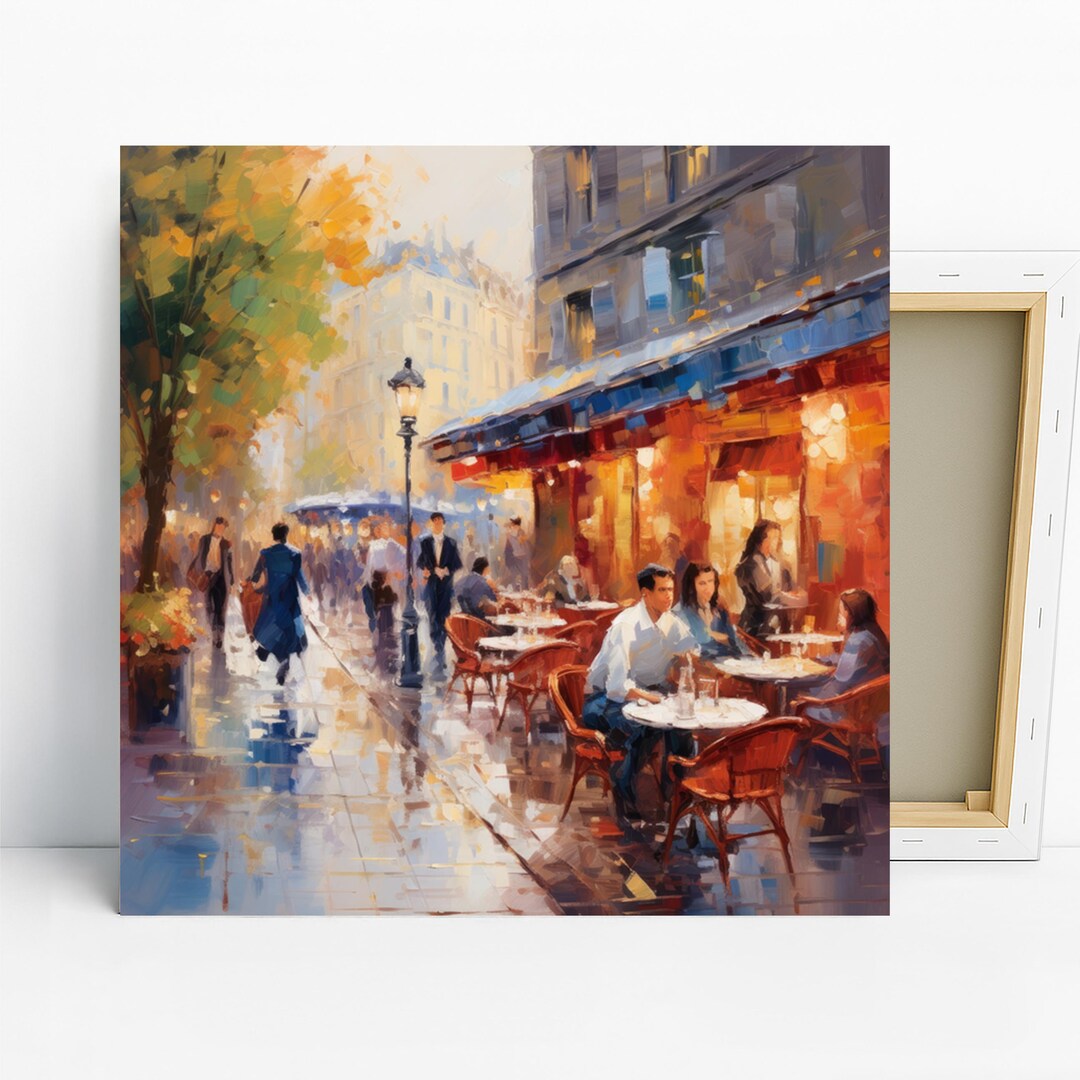 Parisian Cafe Scene Art, Canvas or Poster, Impressionism Modern Decor ...