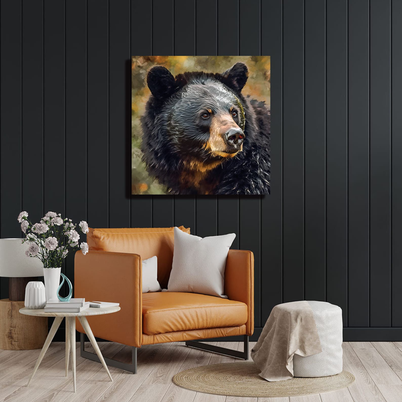 Black Bear Wall Decor, Canvas or Poster, Bear Themed Decor, Animal ...