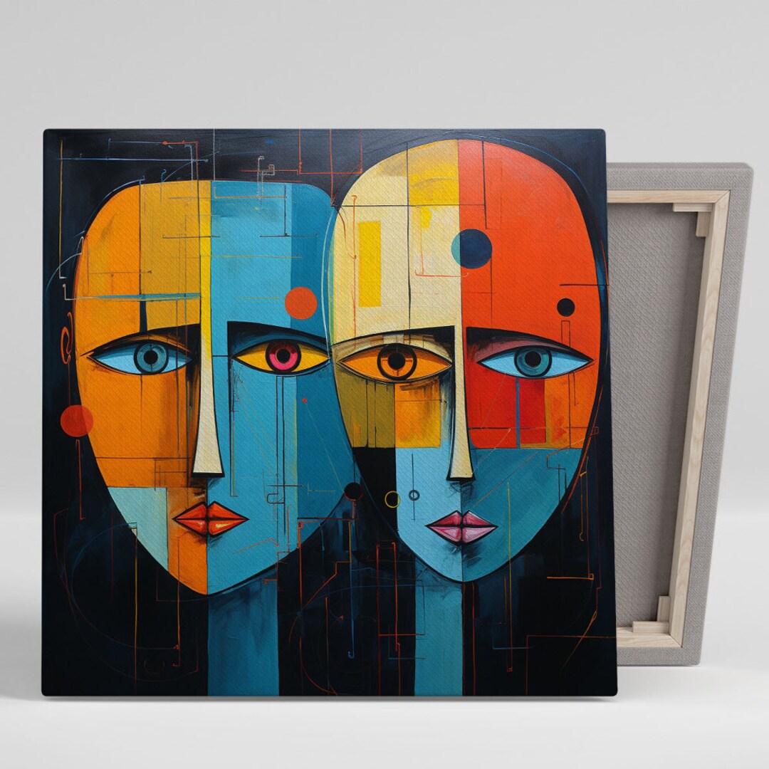 Abstract Two Face Wall Art, Canvas or Poster, Modern Wall Decor ...