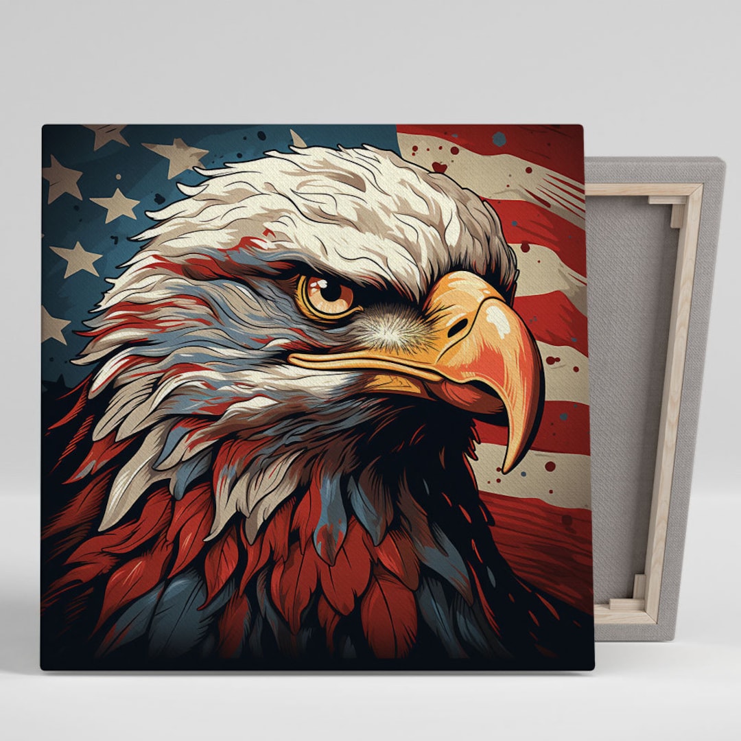 Patriotic Eagle Wall Art, Canvas or Poster, Eagle Wall Hanging ...