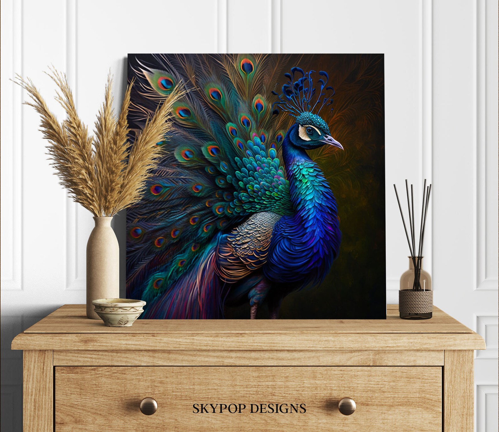 Vibrant Peacock Wall Art, Canvas or Poster, Peacock Art, Wall Art, Wall ...