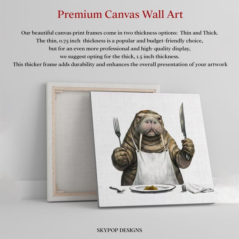 Hungry Walrus Wall Art, Canvas or Poster, Whimsical Contemporary Decor ...