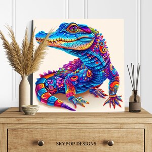 Psychedelic Alligator Dreamscape Wall Art, Canvas or Poster, Whimsical ...