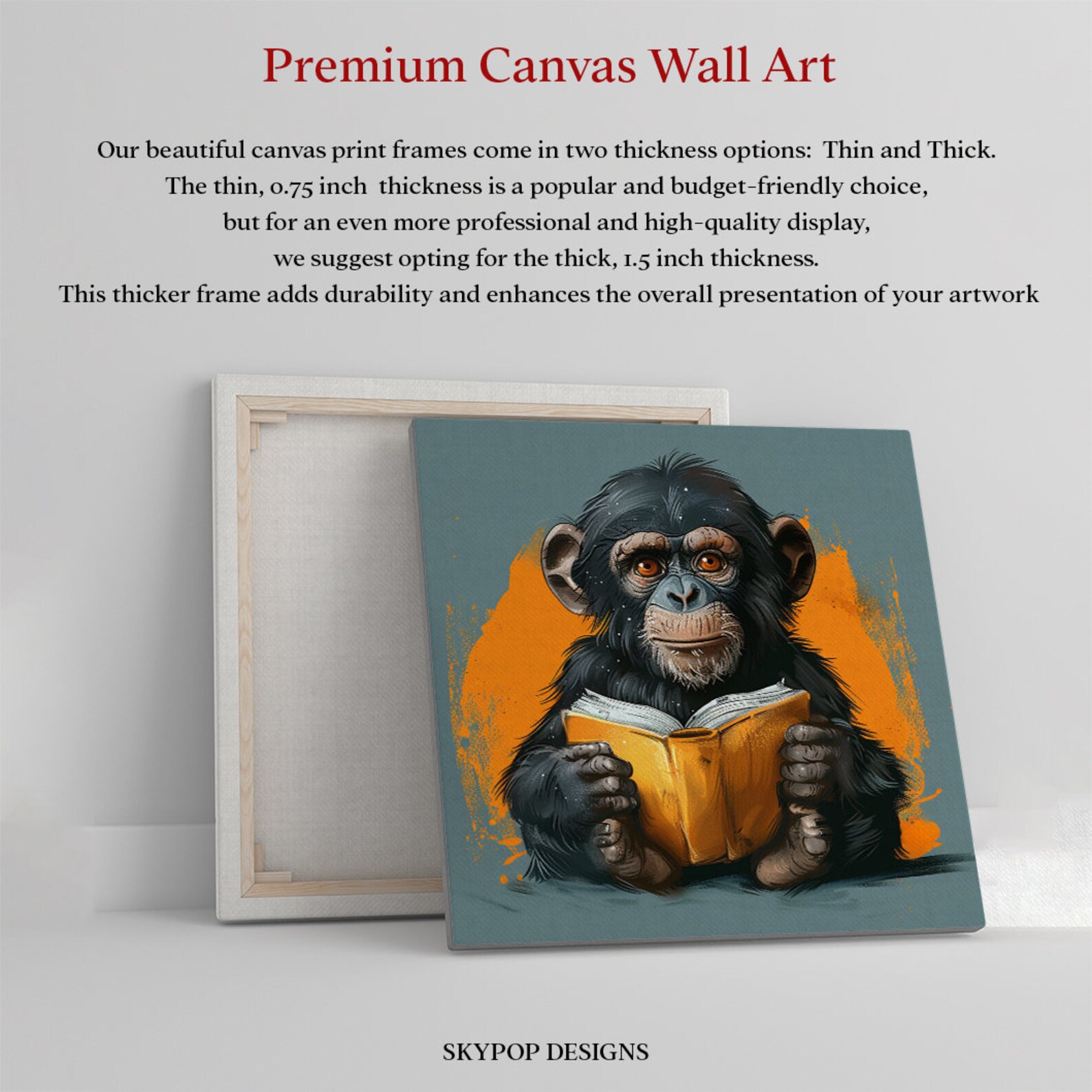 Chimpanzee Art, Canvas or Poster, Animal Whimsical Decor, Office ...