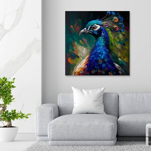 Peacock Themed Decor, Canvas or Poster, Peacock Wall Art, Colorful ...